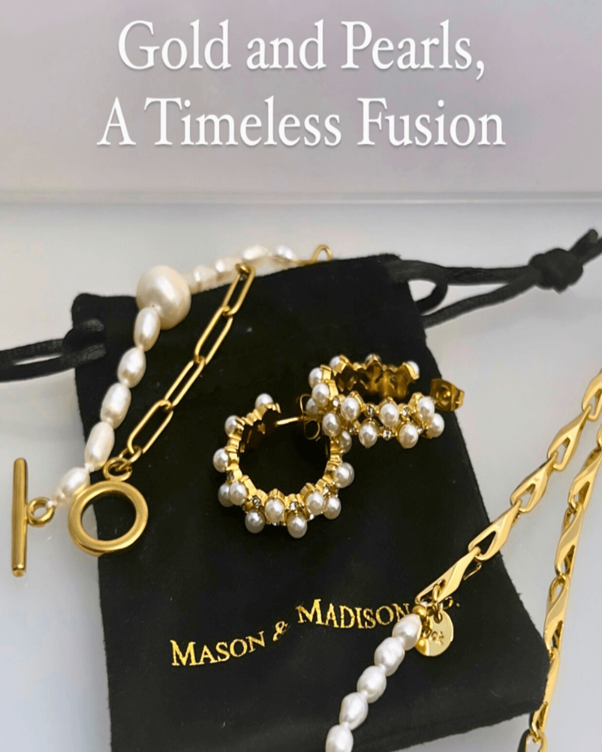 Mason & Madison 18K Yellow Gold Pearl Hoop Earrings – Mason & Madison Co.